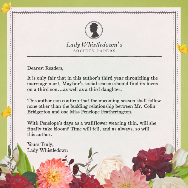 Lady Whistledown's Comments - TV Fanatic Lady Whistledown's Comments - TV Fanatic