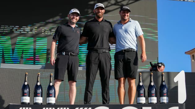 Branden Grace of Stinger GC, Team Captain Dustin Johnson of 4 Aces GC ...