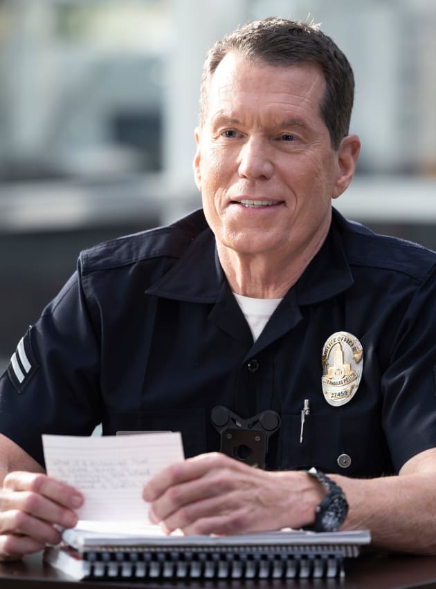Smitty all Smiles -tall - The Rookie Season 6 Episode 3 - TV Fanatic