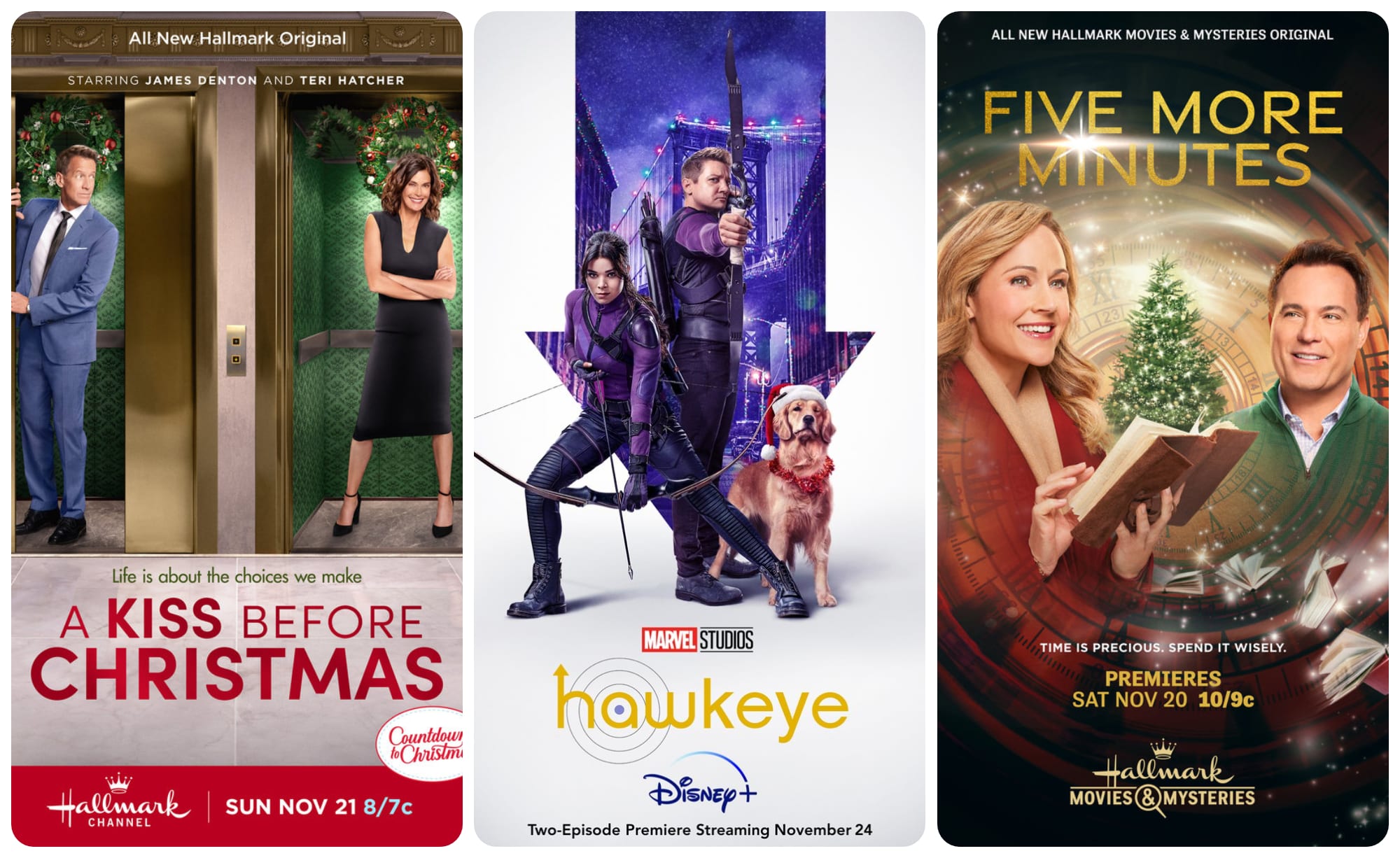 What to Watch: A Kiss Before Christmas, Hawkeye, Five More Minutes - TV ...